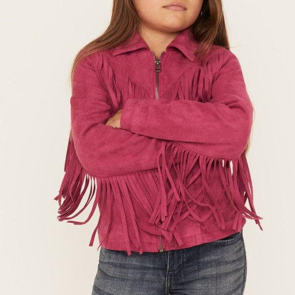 boutique | Jackets & Coats | New Girls Fringe Faux Suede Zip Moto ...